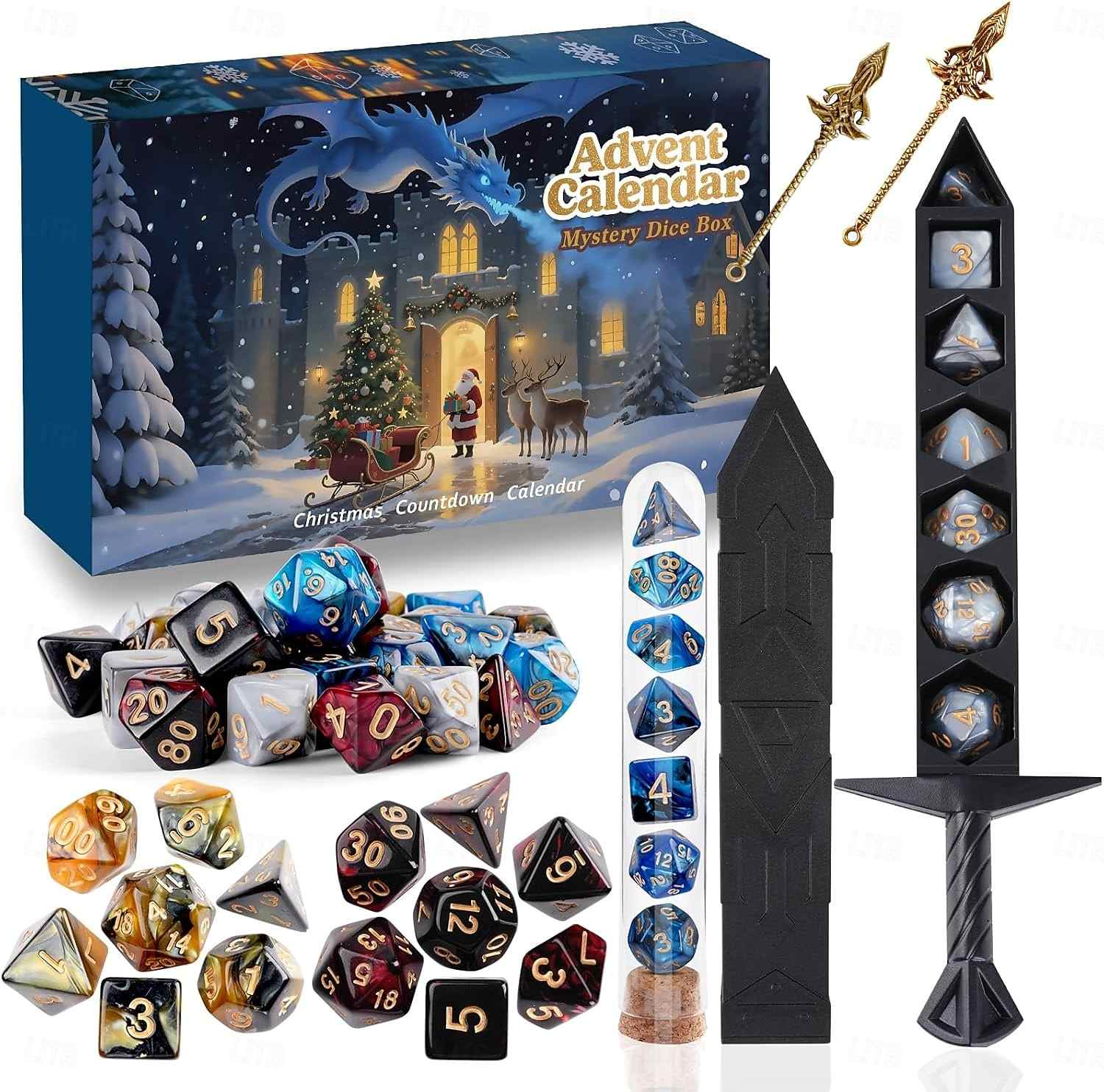 DND Dice Set Vacation Advent Calendar 2025 | Two-Color Acrylic Dice ...