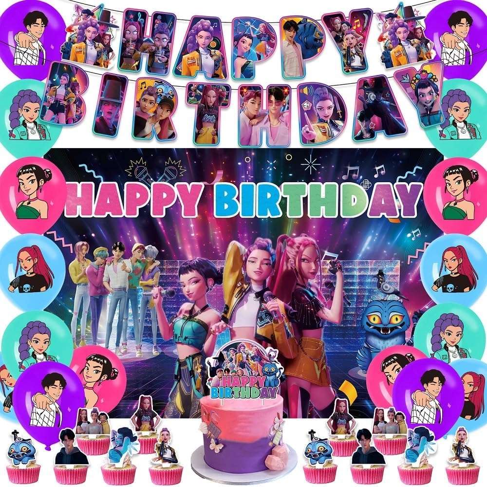 KPop Demon Hunters Birthday Party Decoration Kit – Themed Plates ...