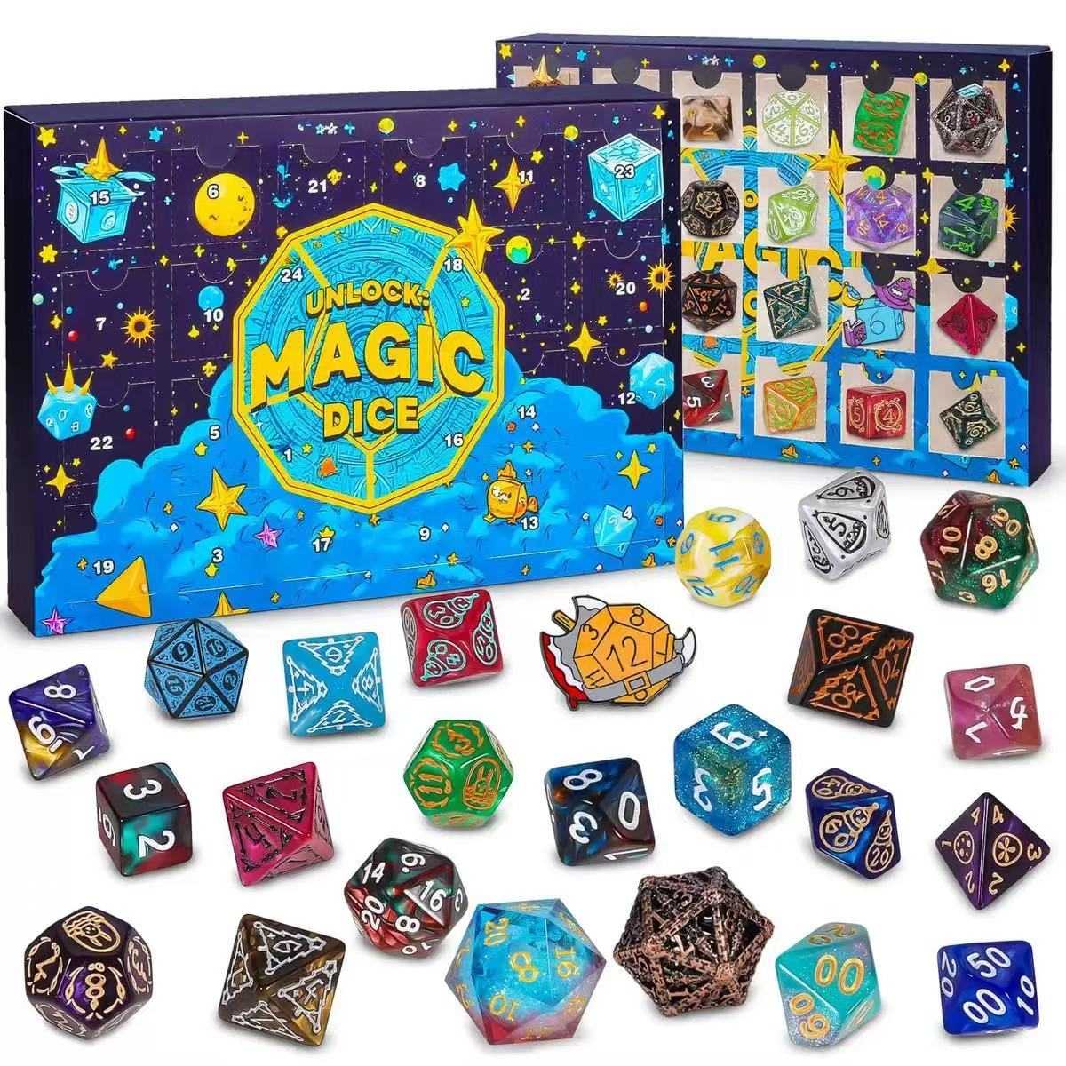 Magic Dice Advent Calendar | 23 Acrylic RPG Dice & Pins Badge – DIYSLAND