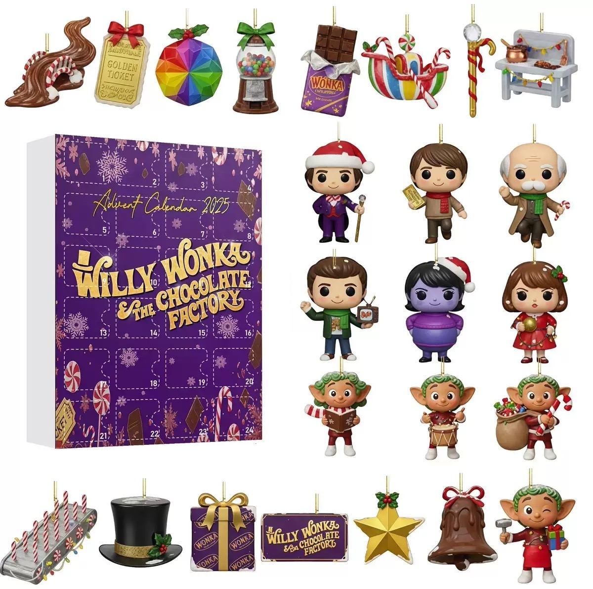 Willy Wonka Chocolate Factory Advent Calendar – 24 Acrylic Mini ...
