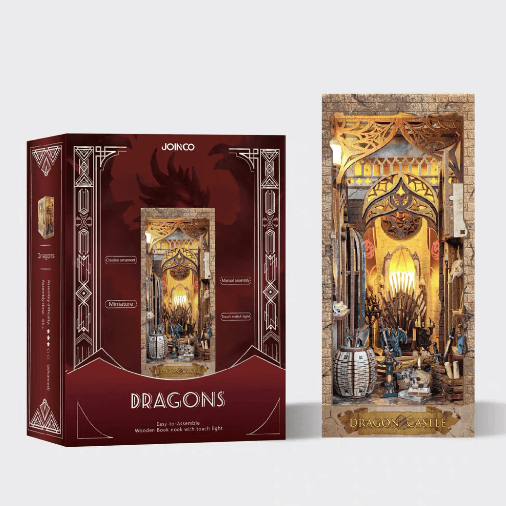 Dragon Castle DIY Book Nook Kit - Bookshelf Insert Diorama - 3D Wooden ...